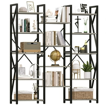 Homykic Bamboo Triple Wide Shallow Bookshelves and Bookcases, 6-Tier ...