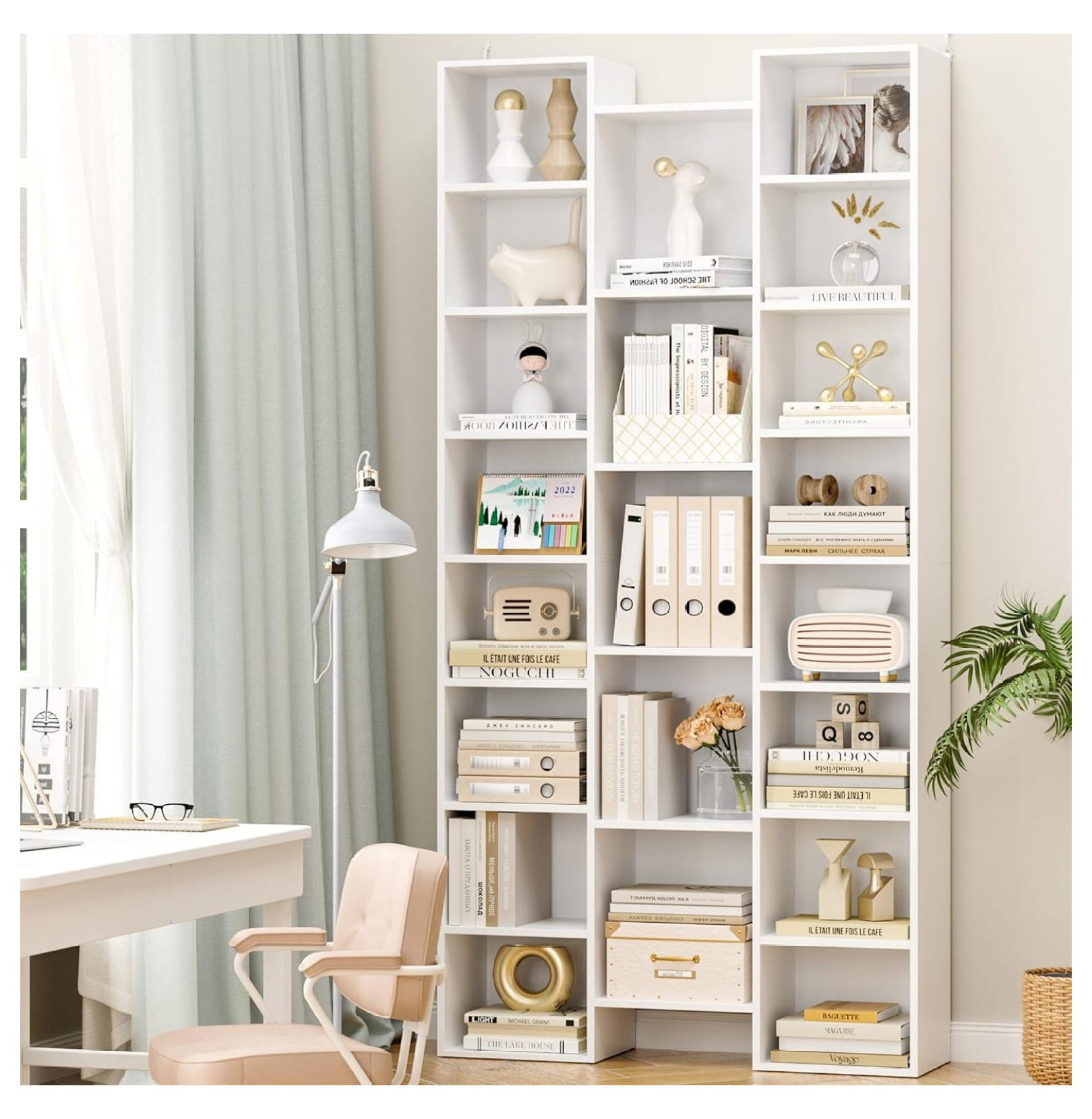 Triple Wide 8 Tier Media Storage Tower Rack, 71’’ Large Storage Tower ...