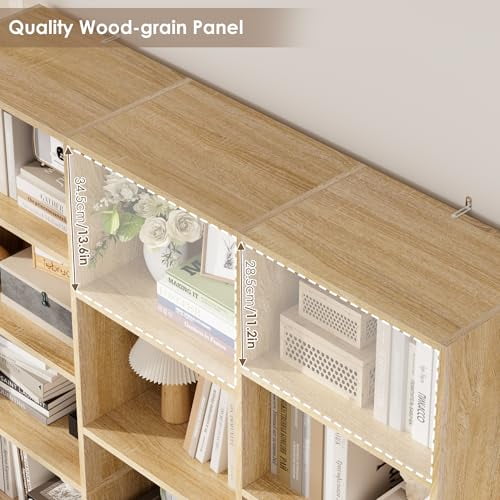 Triple Wide Bookshelf, 6 Tier Large Bookshelf, Bookcase with 17 Open ...