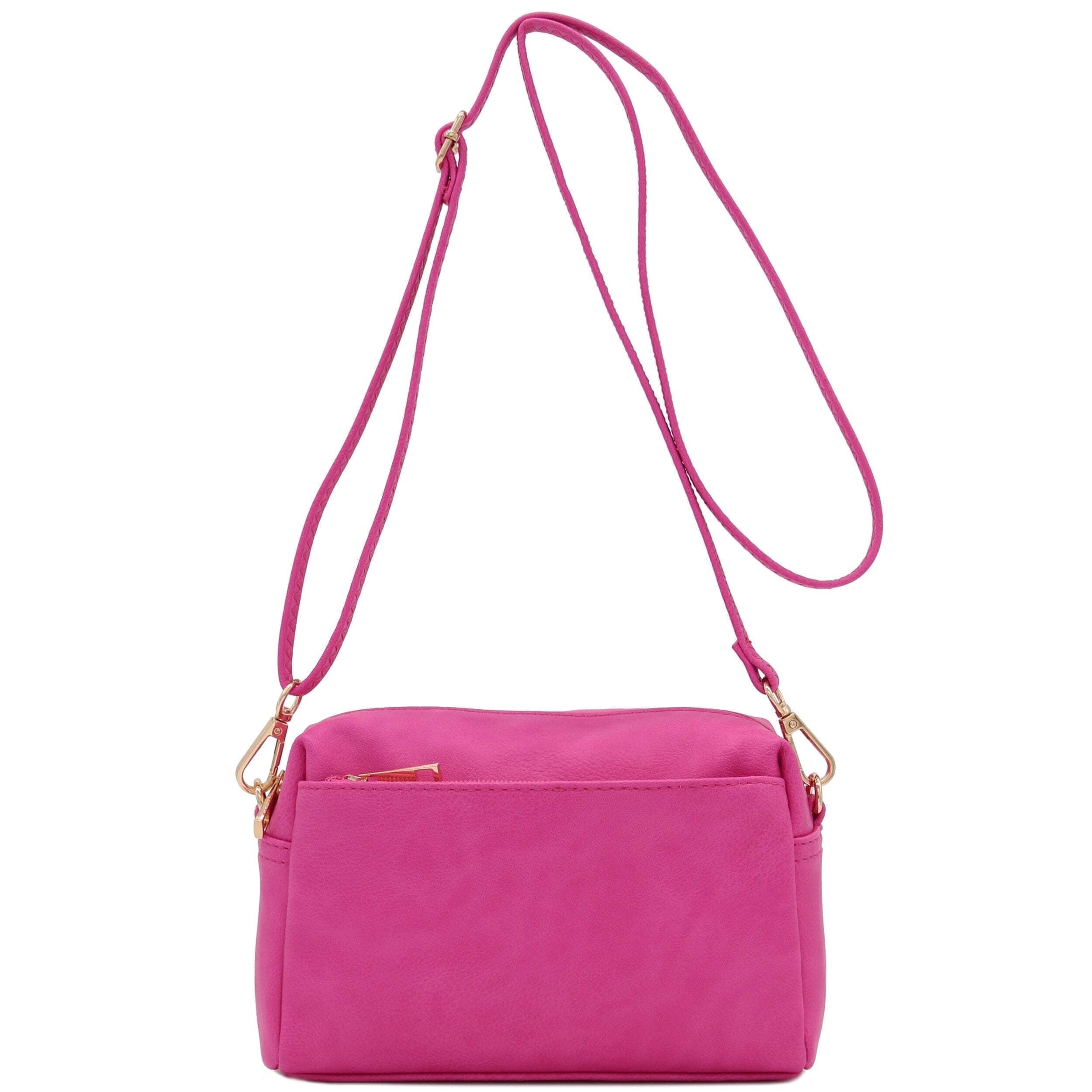 FashionPuzzle Small Triple Zip Crossbody Bag (Fuchsia) - Walmart.com