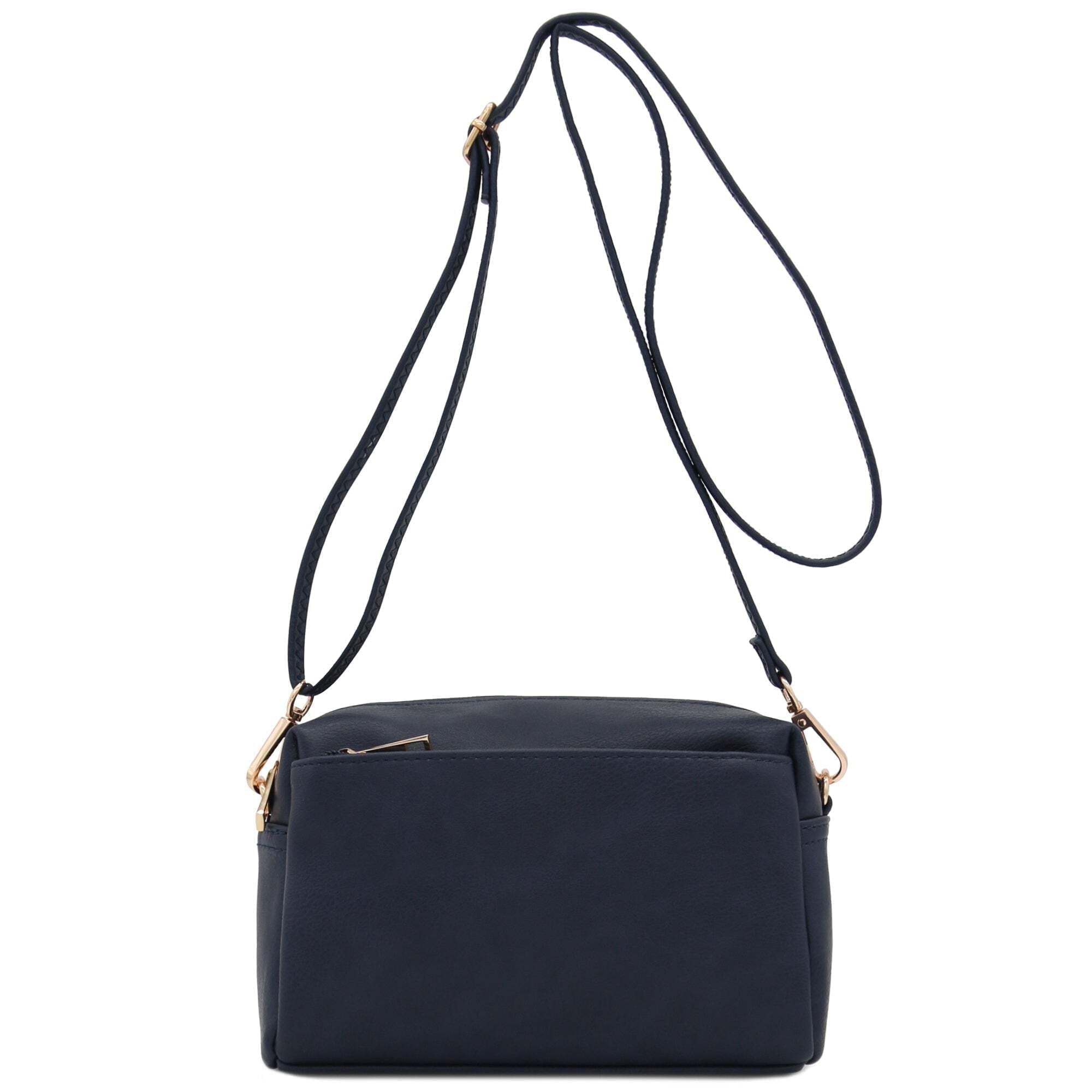 FashionPuzzle Small Triple Zip Crossbody Bag (Navy) - Walmart.com