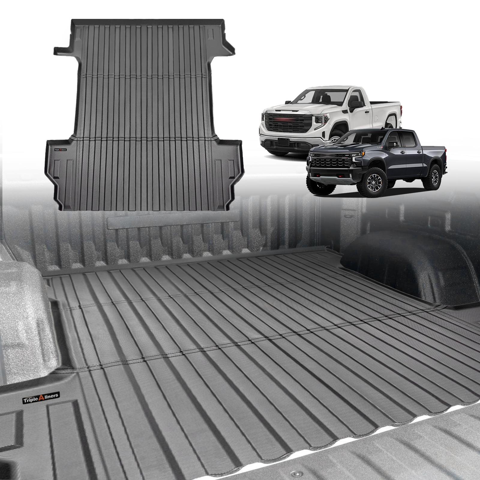 TripleAliners Rubber Liner Truck Bed Mat for 2019-2024 Chevy Silverado ...