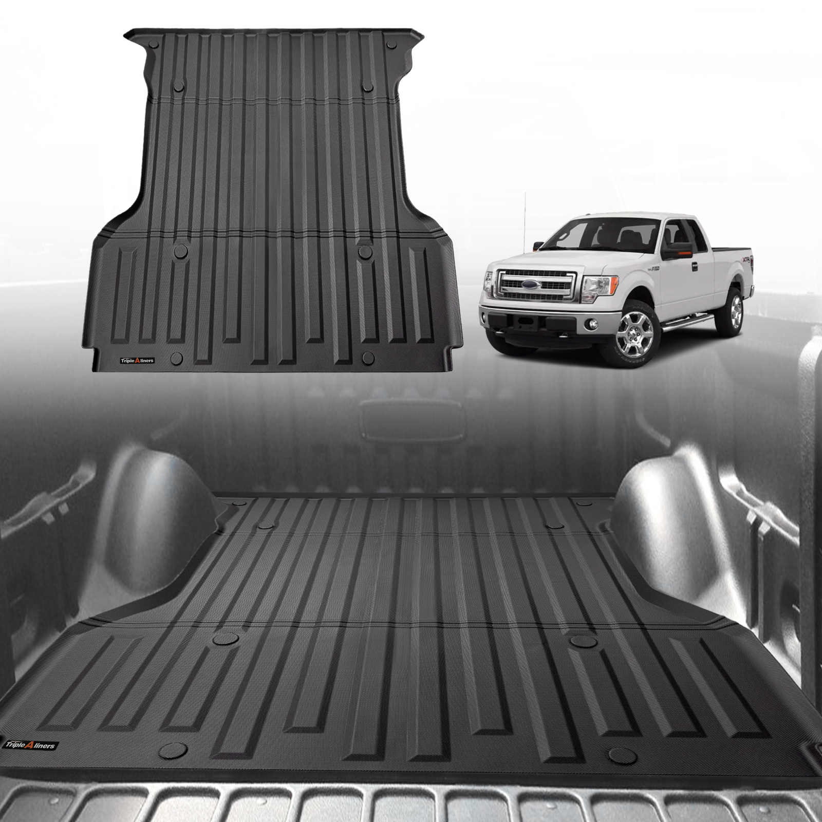 Rough Country Liner - Rubber Bed Mat for Pickup 2004-2014 Ford F-150 ...