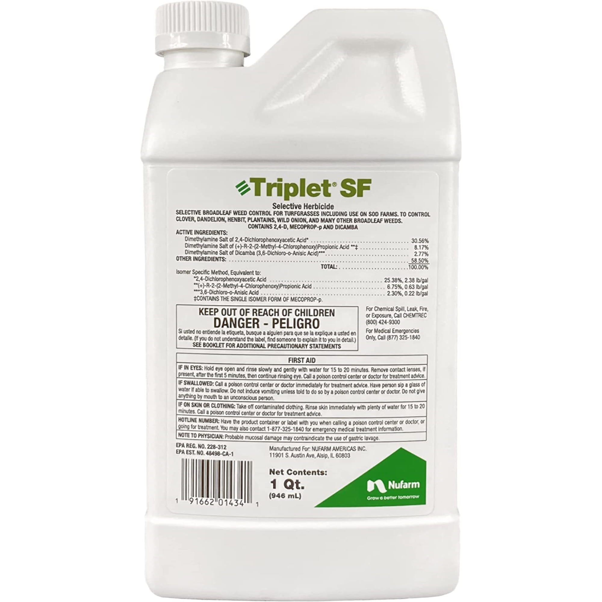 Triplet SF Selective Herbicide - 32 fl oz Bottle by NuFarm - Walmart.com