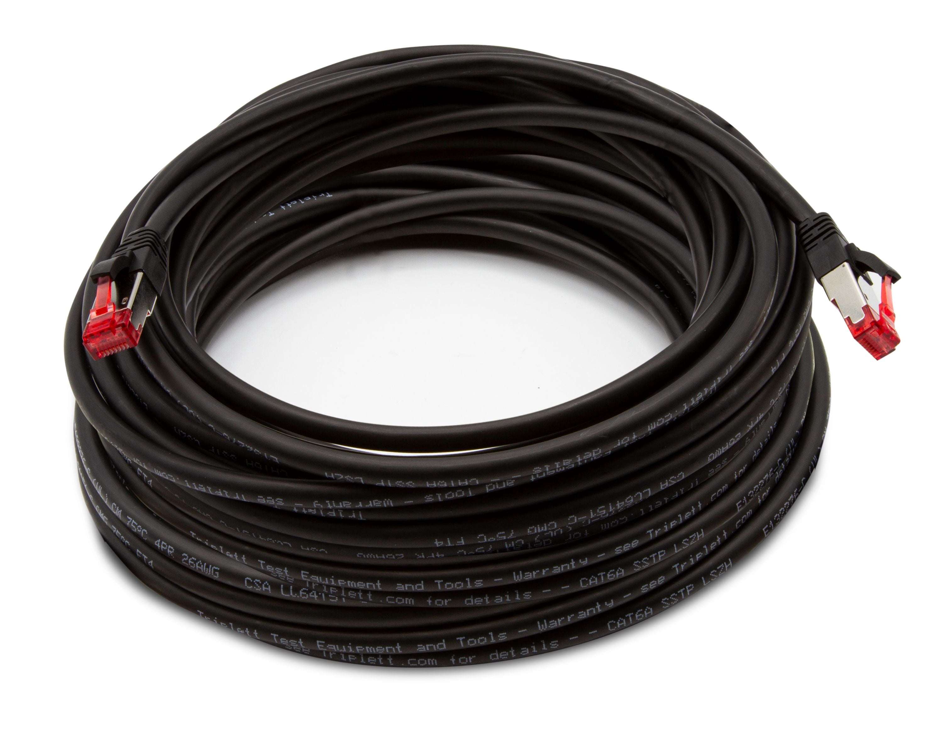 Triplett 75' Black CAT6A 10GBPS Professional Grade SSTP 26AWG Patch ...