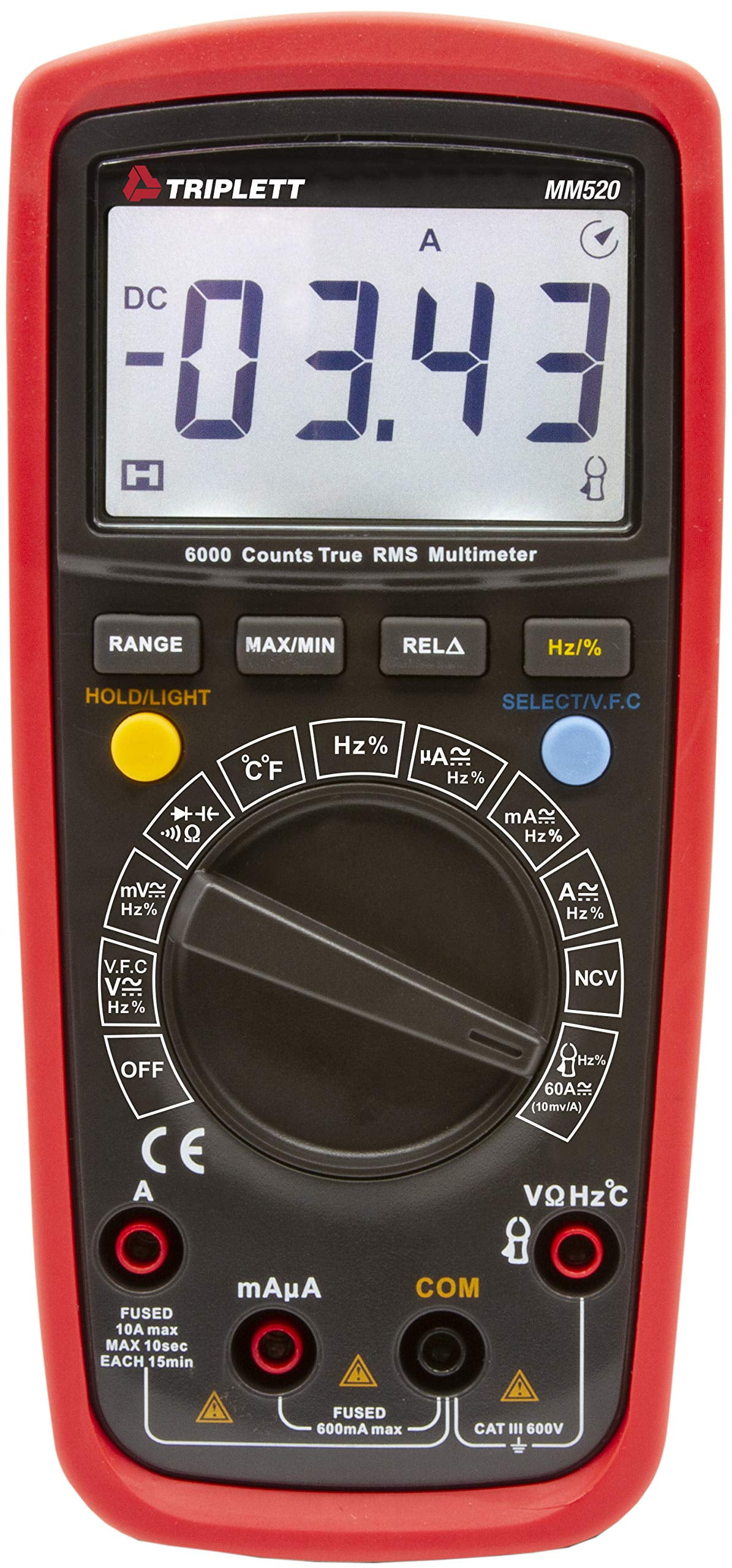 Triplett MM520 True RMS 6000 Count High Performance Digital Multimeter ...