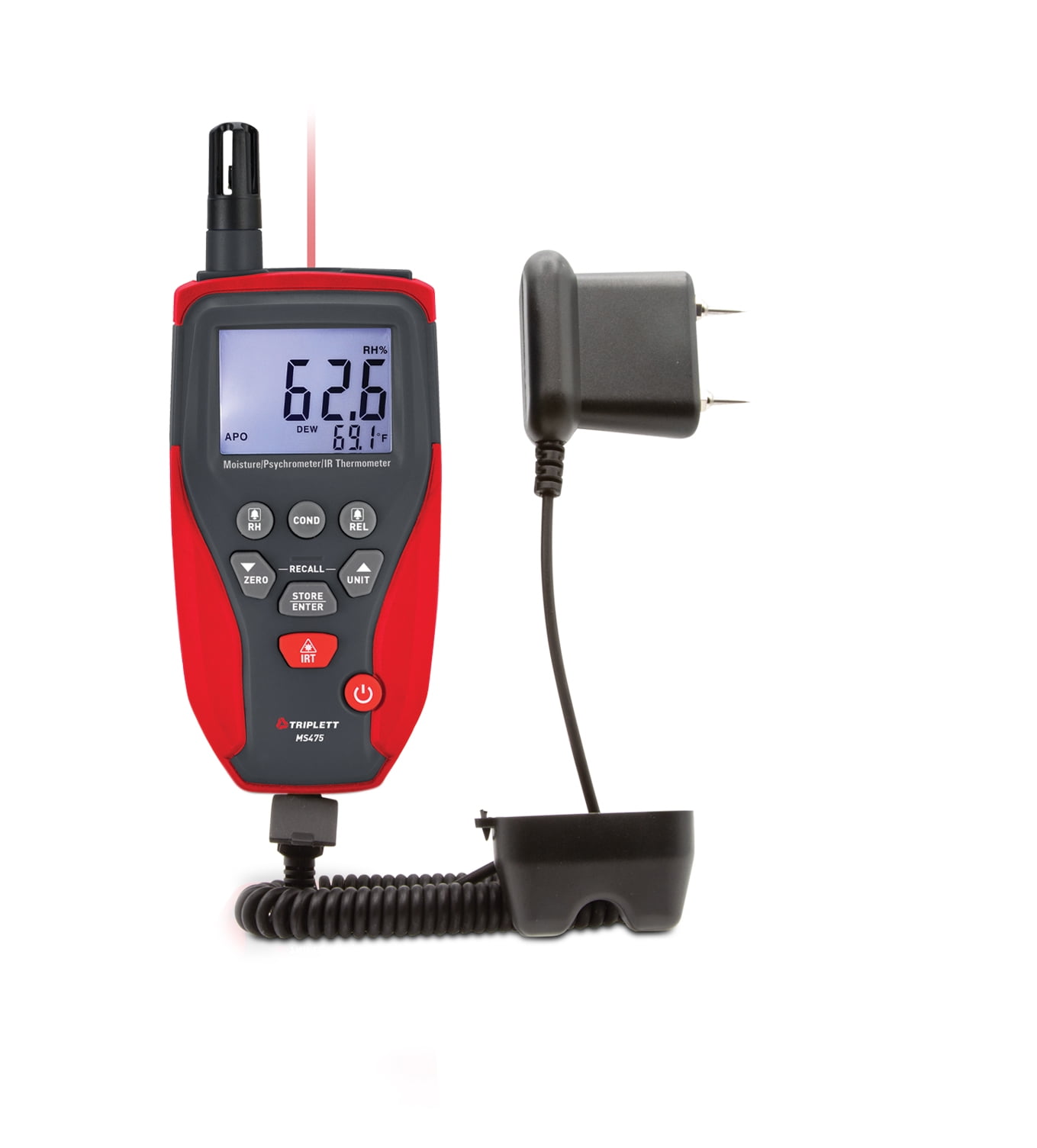 Triplett MS475 Moisture Meter, Psychrometer, IR Thermometer with Built ...