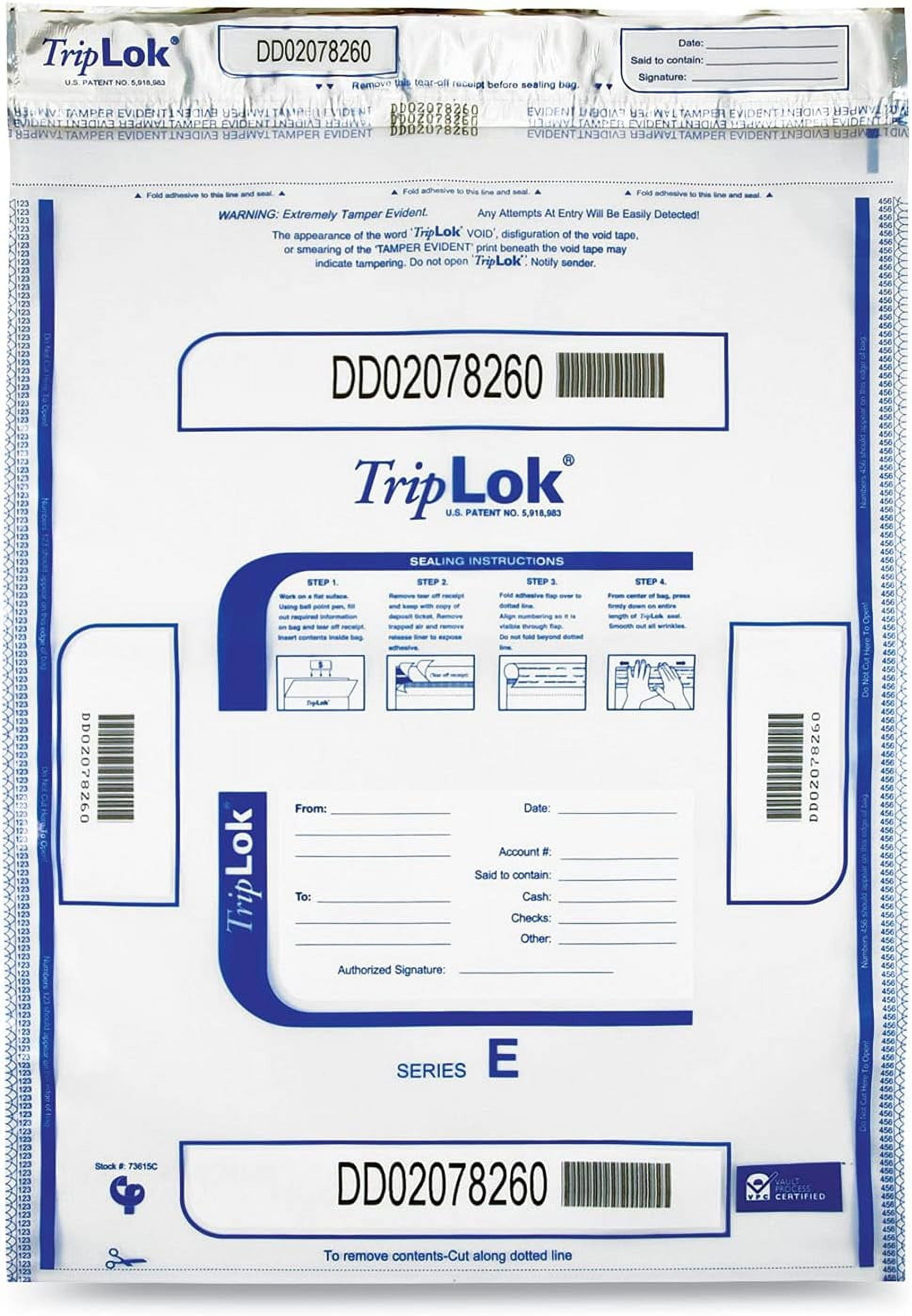 Triplok 15" X 20", Clear, 50 Bags, Tamper-Evident Deposit Bags For Cash ...