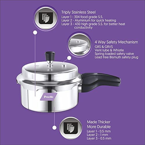 Triply Outer Lid Pressure Cooker Induction Base, 1.5 Litres - Walmart.com