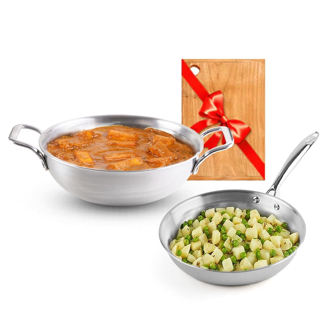 Triply Stainless Steel Cookware Set + Free Wooden Chopping Board ...