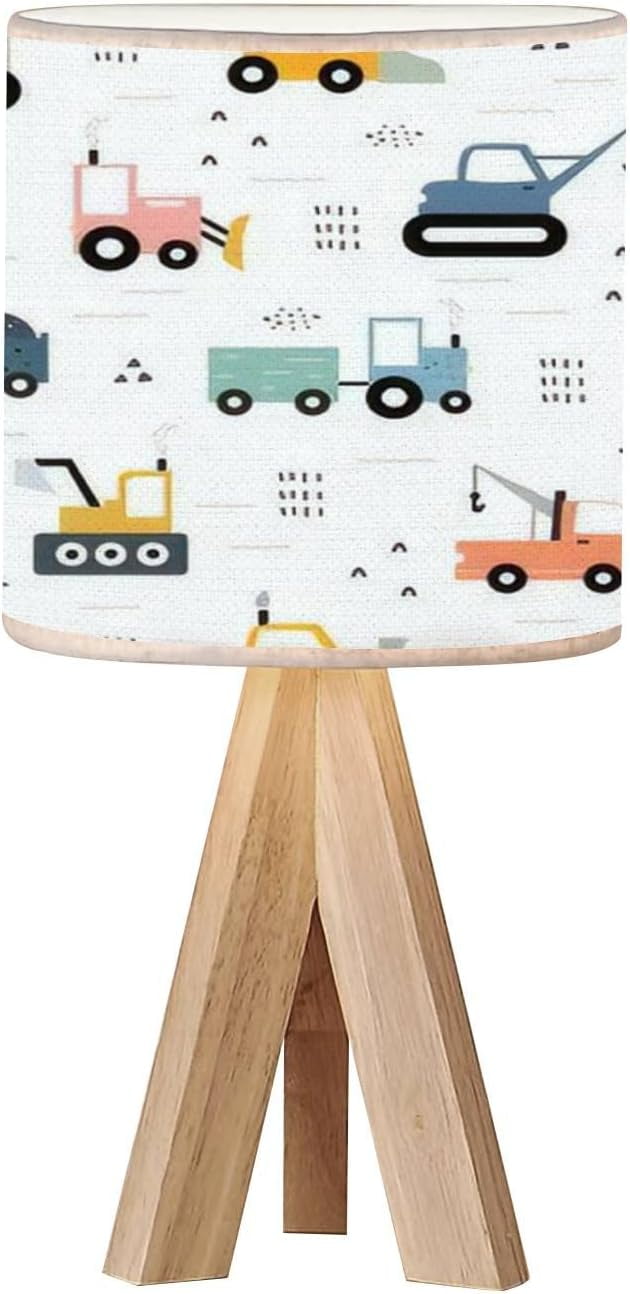 Tripod Bedside Desk Table Lamp Hand Drawn Construction Vehicle Seamless ...