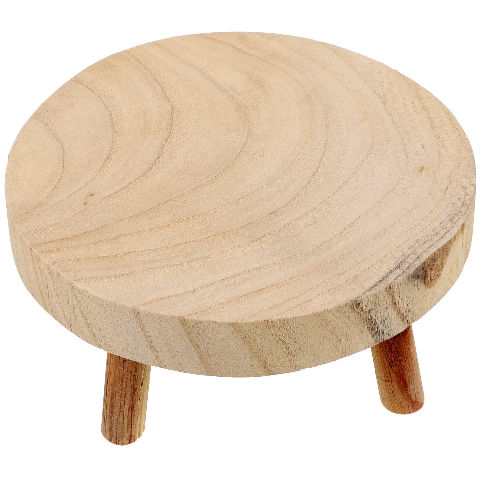 Tripod Cake Stand Small Footstool Storage Tray Rack Wooden Mini Plant ...