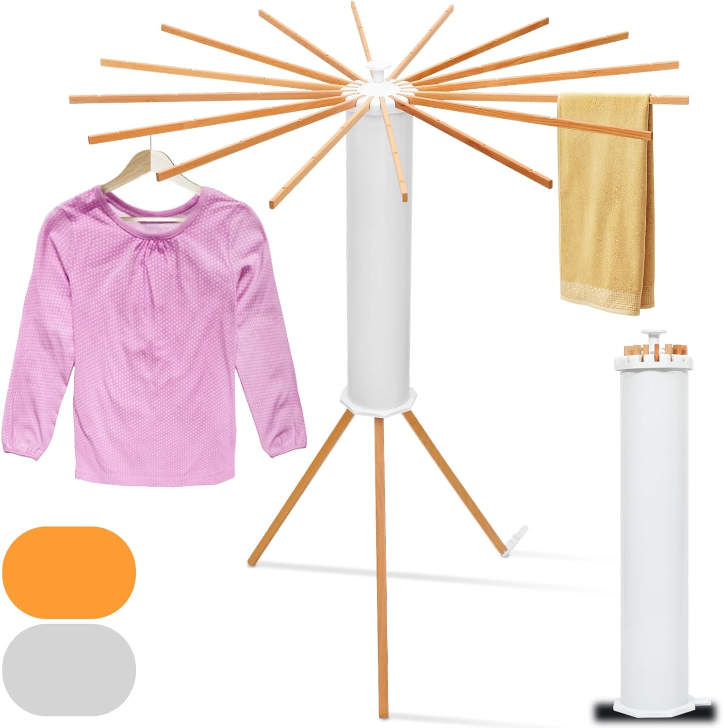 Tripod Clothes Drying Rack, Drying Rack Clothing, 16 Wooden Poles, 24.64 Linear Ft, 60 lb ...