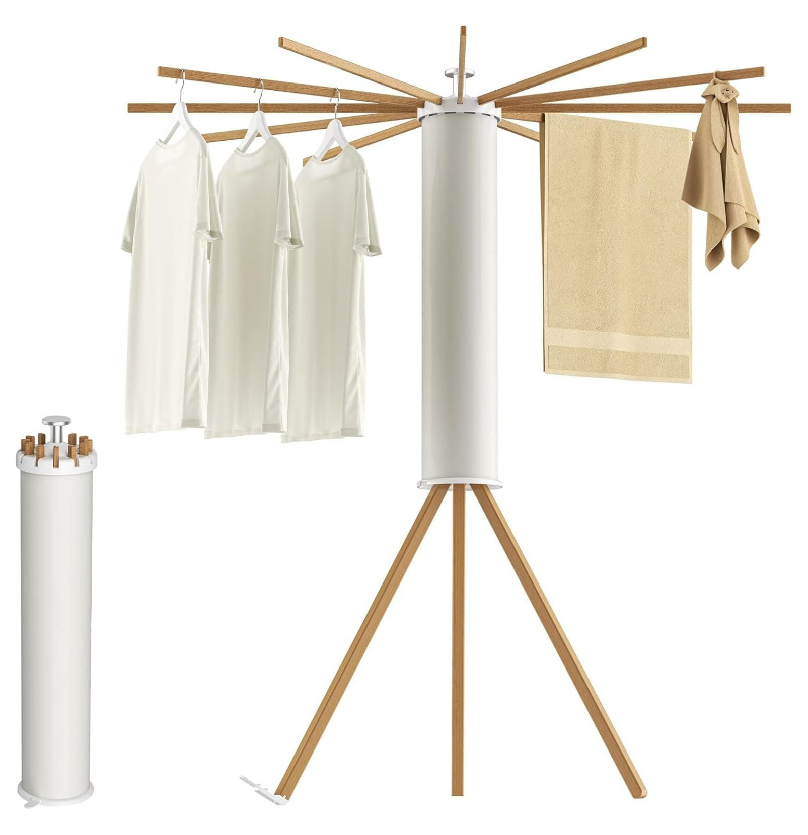 Tripod Clothes Drying Rack, Garment Rack Portable and Foldable Space ...