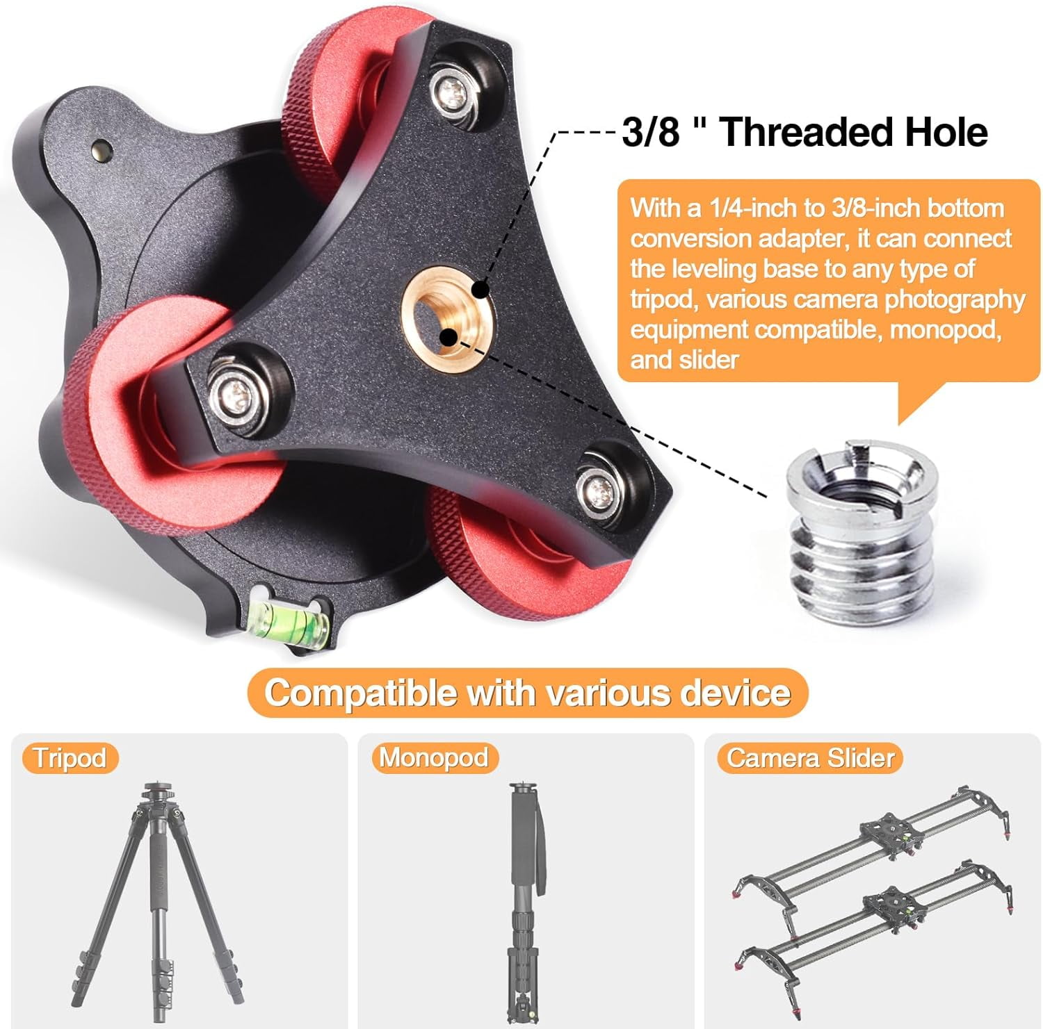 Tripod Leveling Base,Tripod Head Leveling Base Camera Leveler,Tripod ...