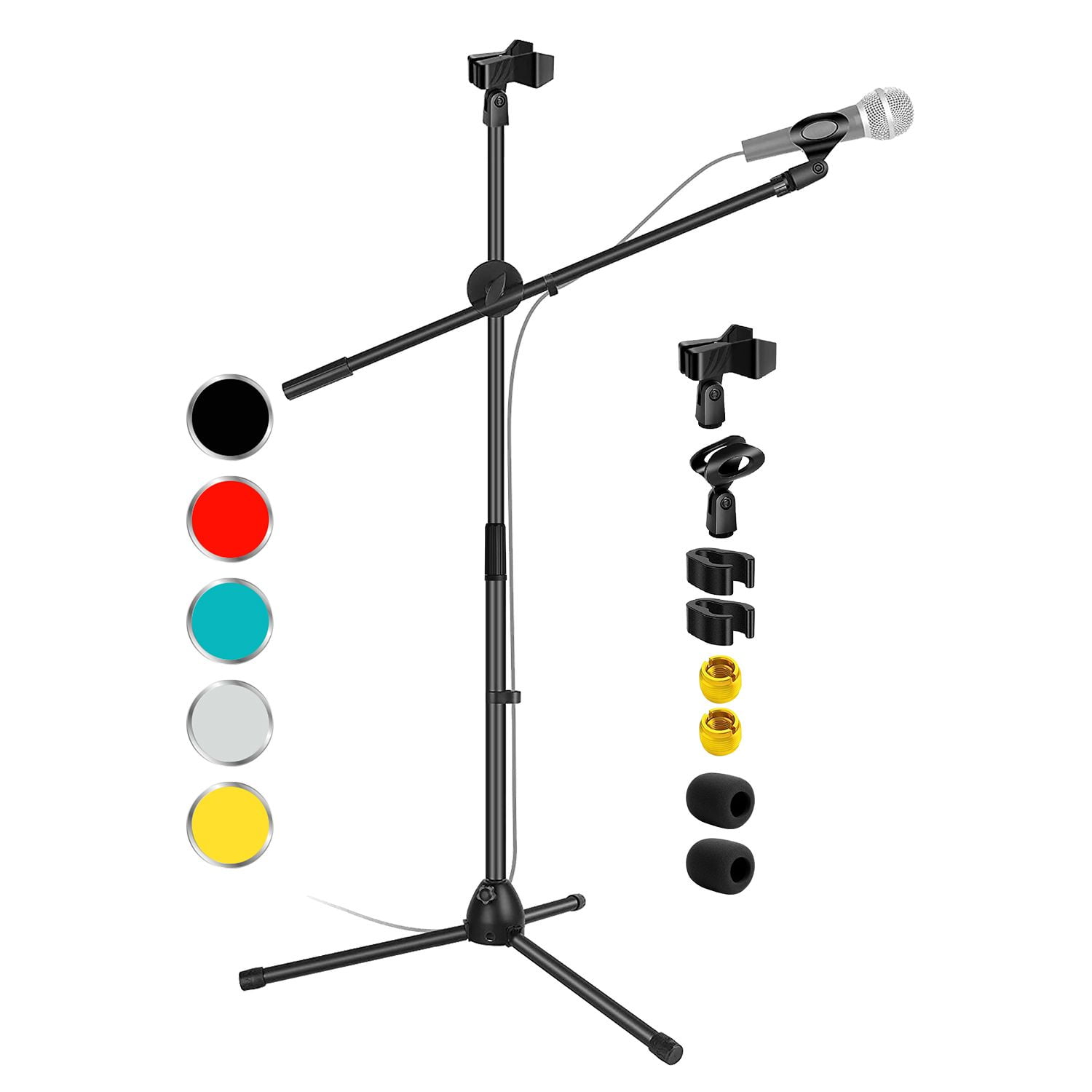 Tripod Mic Stand Floor Adjustable 31 to 76 Inches Boom Arm Holder ...