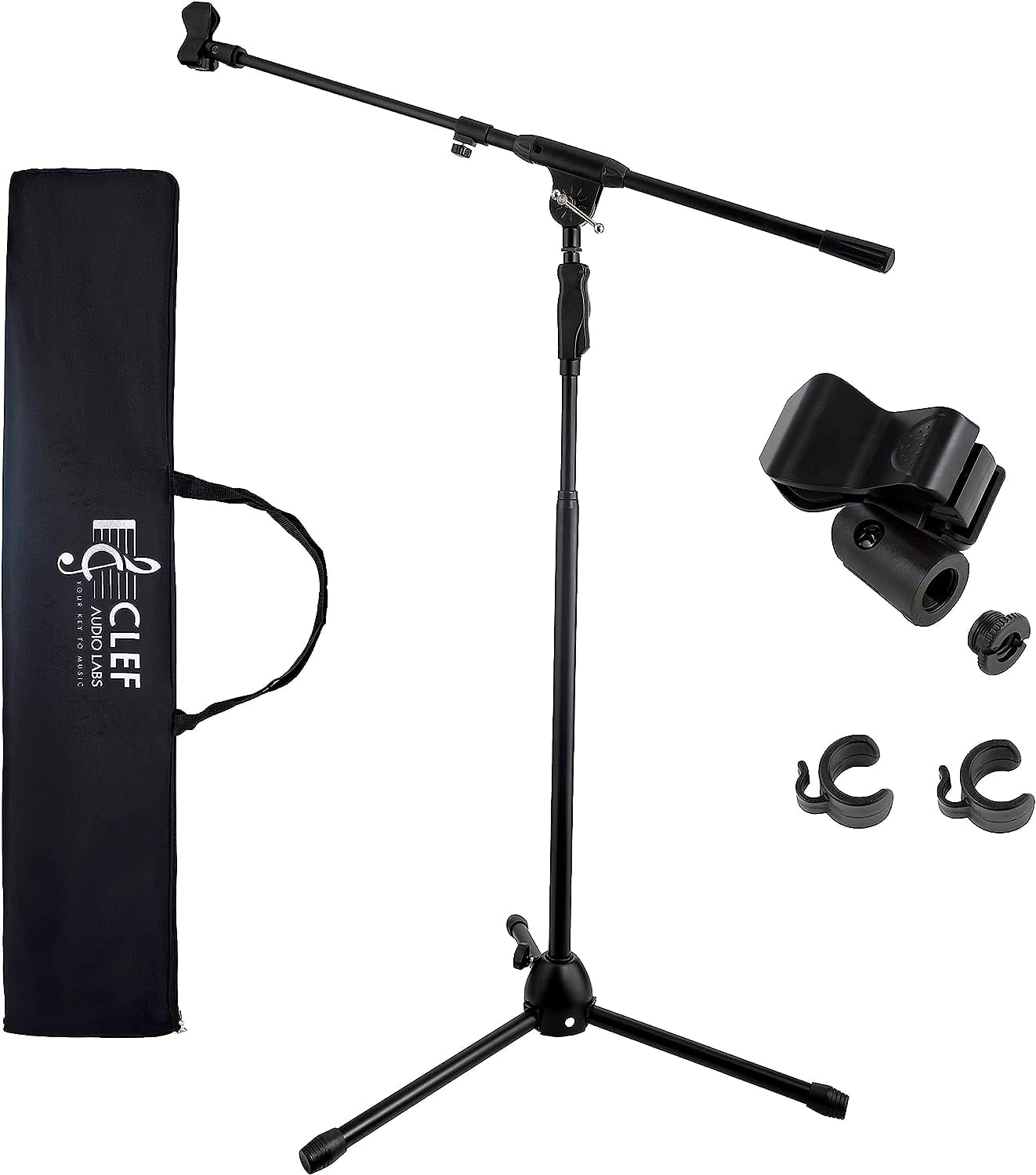 Tripod Mic Stand, One-Handed Clutch Height Adjustment and Telescopic ...