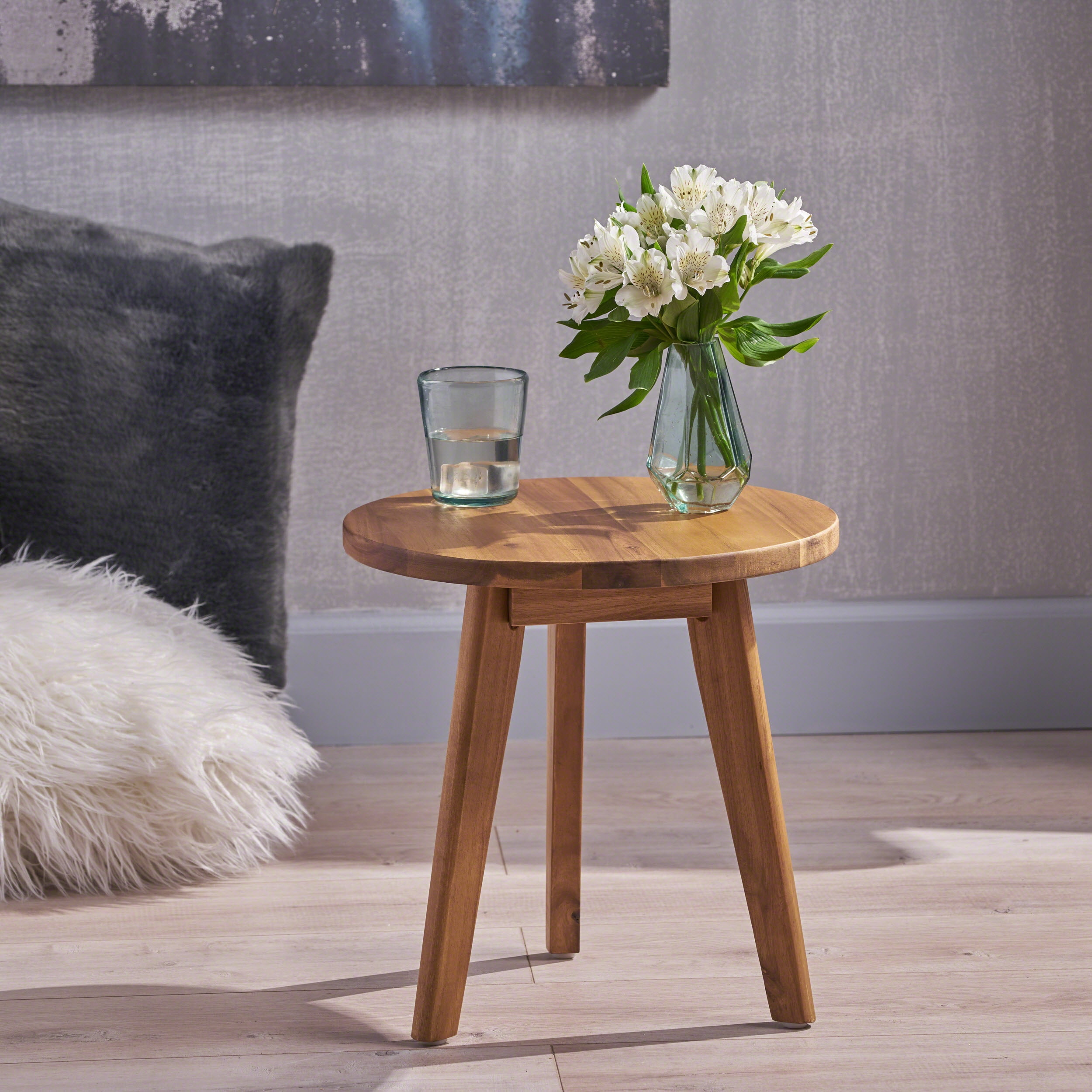 Tripod Side Table, Marina Acacia Wood End Table for Patio Balcony ...