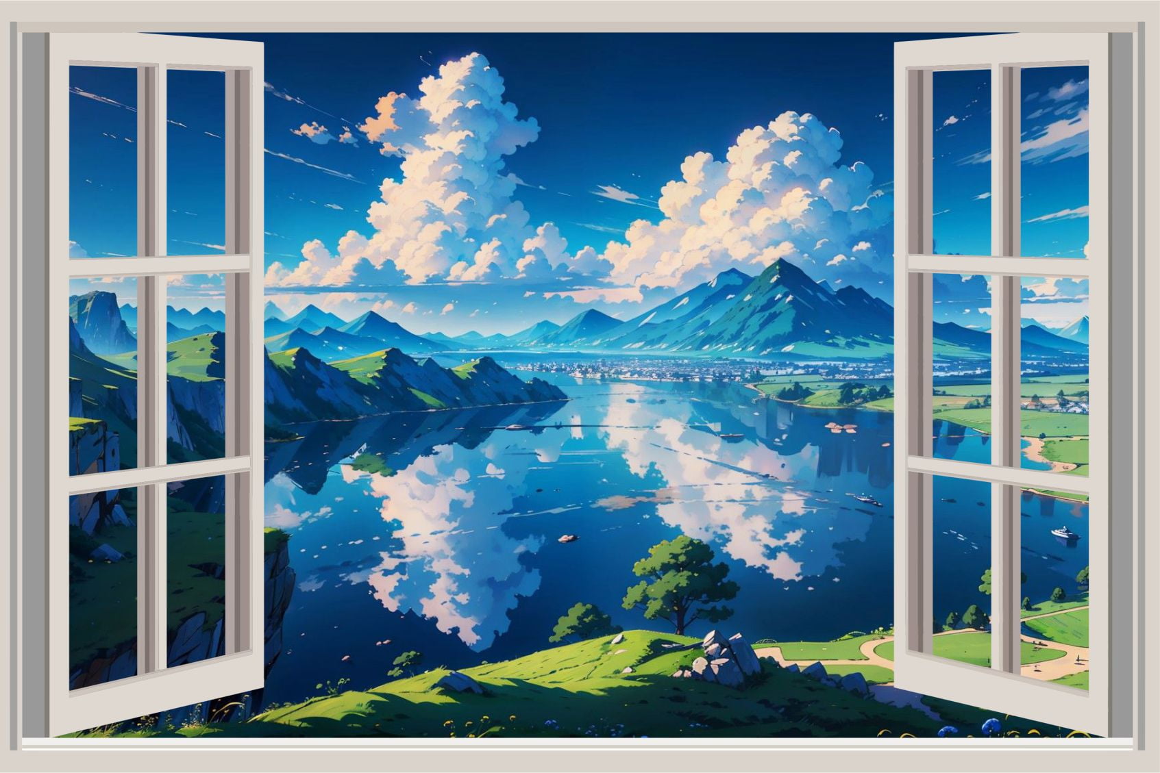 TripodBrothers Window Wall Decals Illusion Window Mural Window View ...