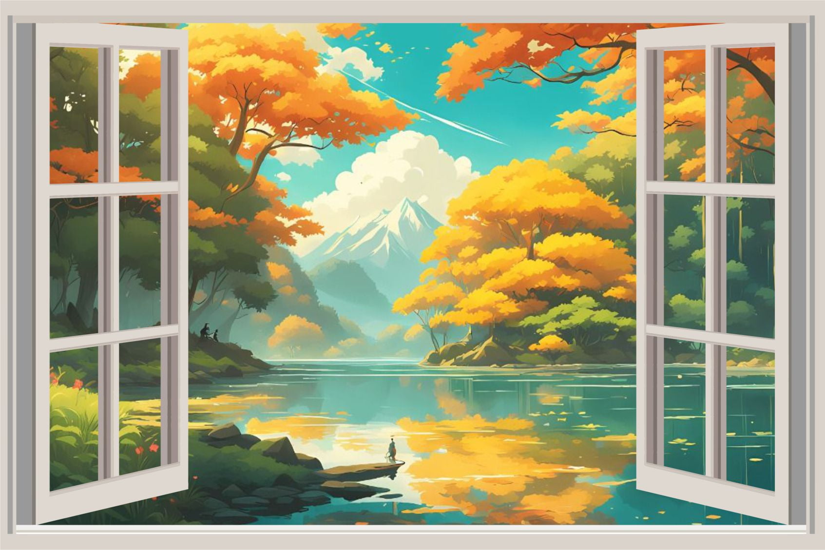 TripodBrothers Window Wall Decals Illusion Window Mural Window View ...
