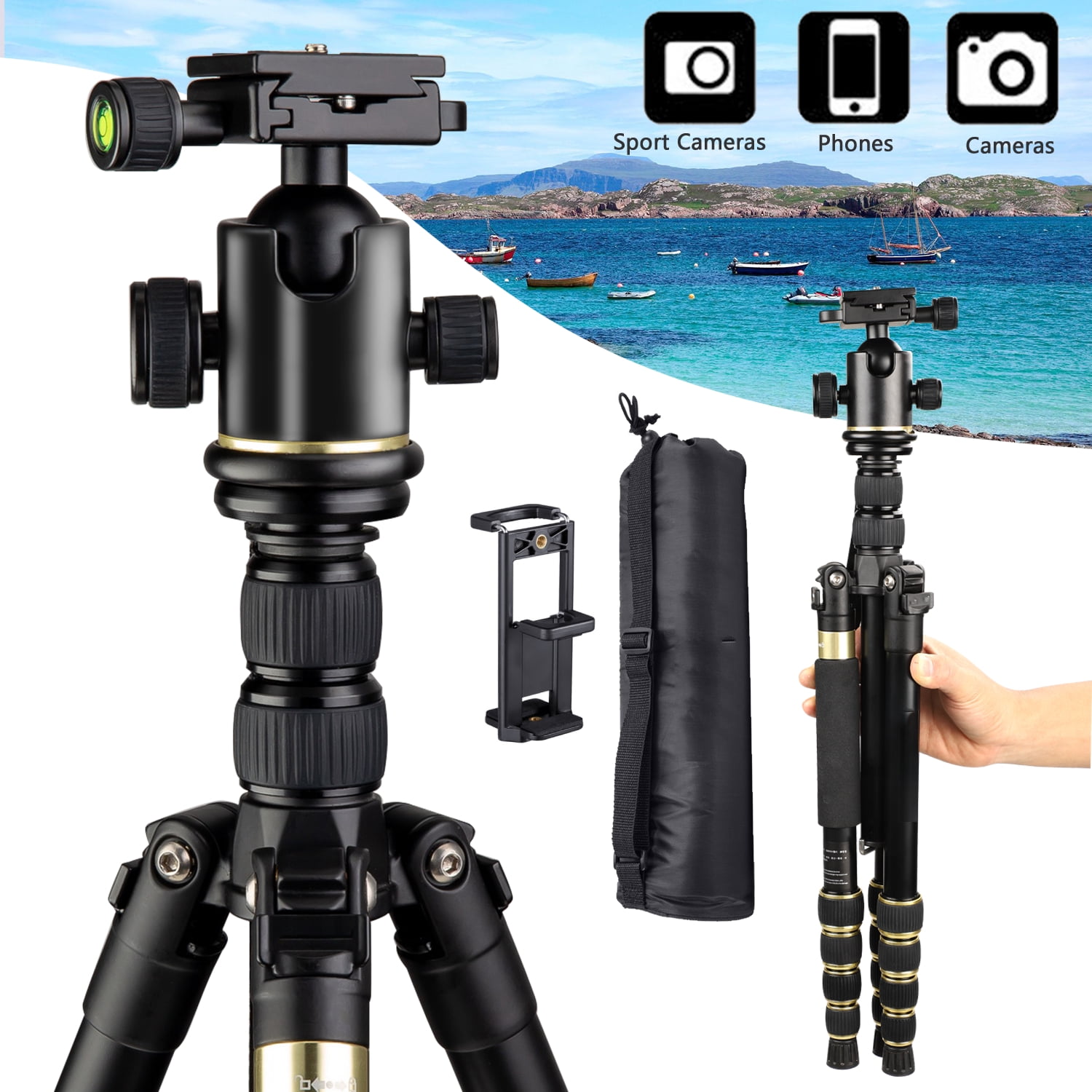 Tripods for Camera, Professional Video Tripod Adjustable 66.9" Monopod ...