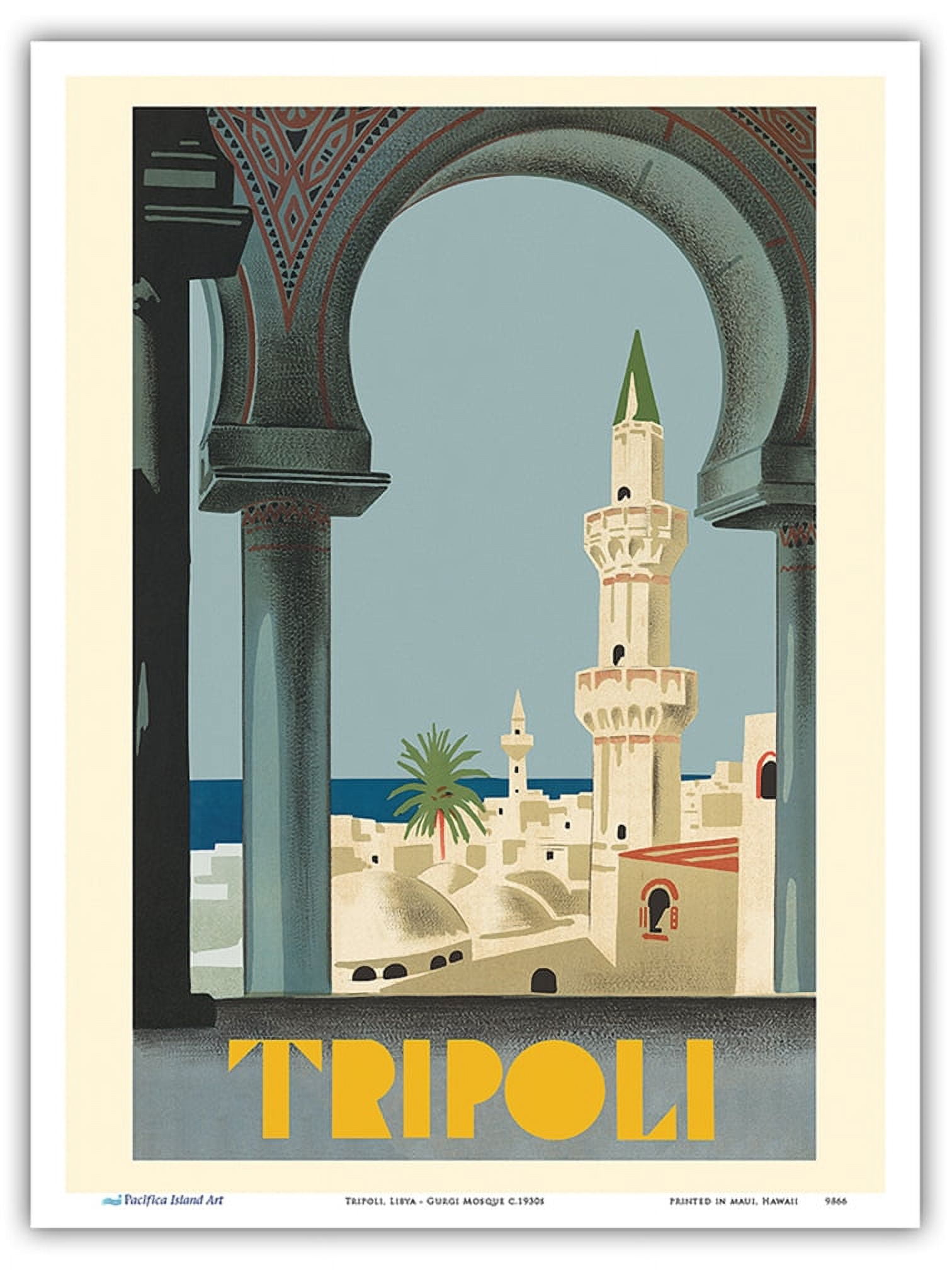 Tripoli Libya - Gurgi Mosque - Old Medina Marketplace - Vintage Travel Poster c.1930s - Master ...