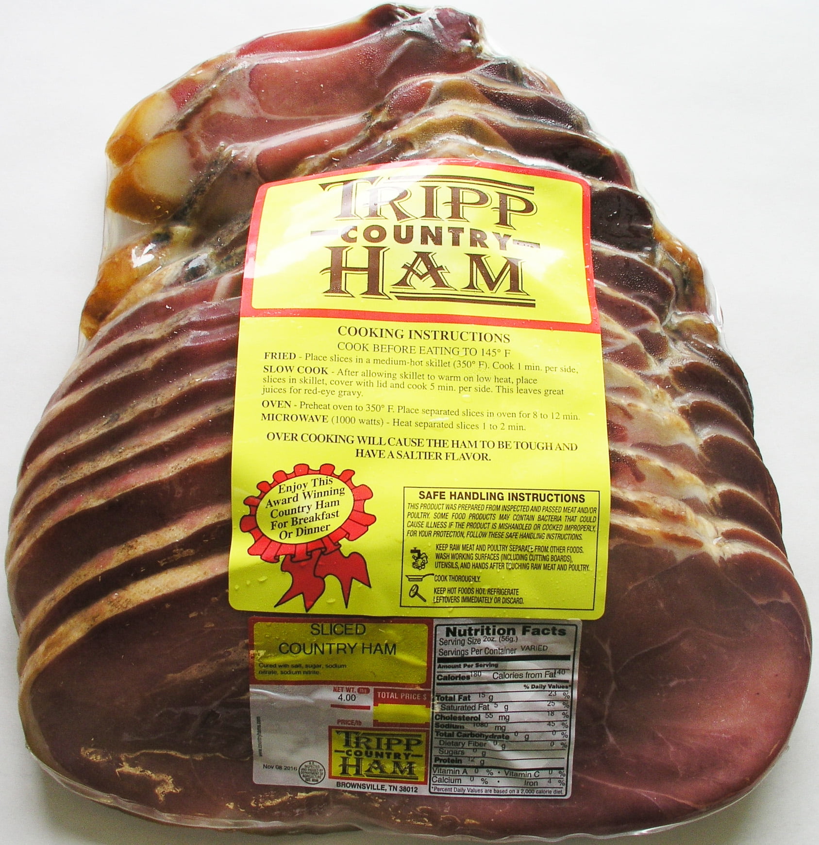 Tripp Country Ham Tripp Sliced Country Ham, .9-1.1 lbs - Walmart.com