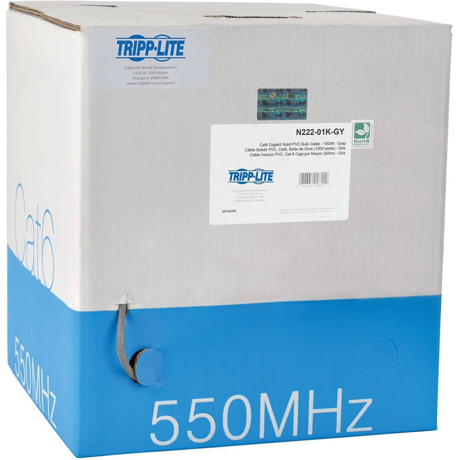 Tripp Lite 1000ft Cat6 Gigabit Solid Core UTP Bulk Ethernet Cable Gray ...