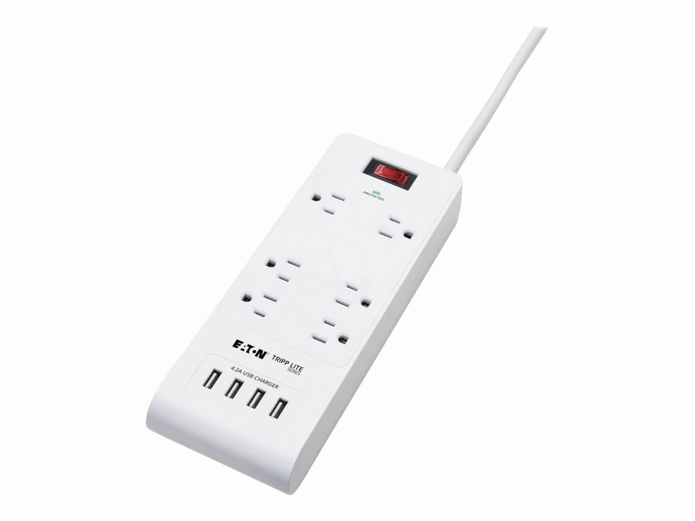 Tripp Lite 15ft 6-Outlet 4 USB Surge Protector Power Strip White ...