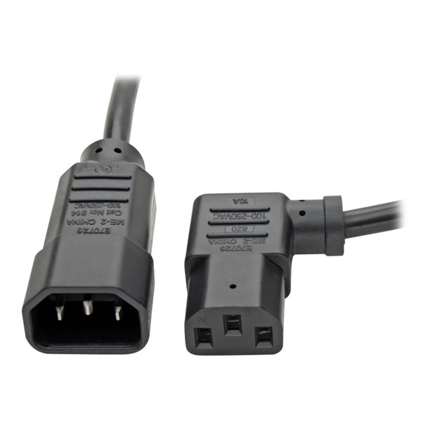 Tripp Lite 2ft Computer Cord Extension Cable C14 to Left Angle C13 10A ...