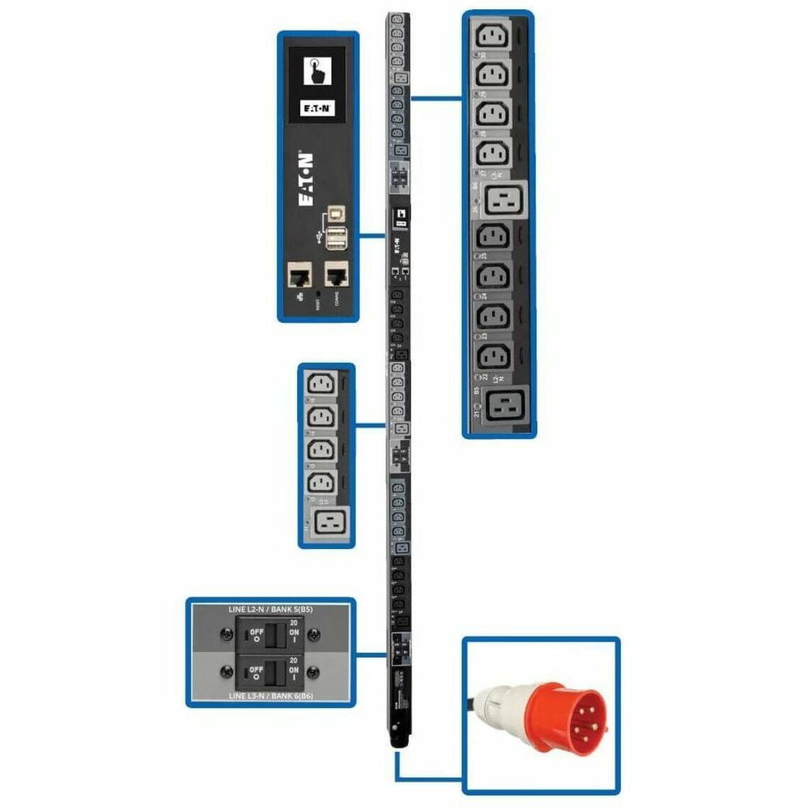 Tripp Lite 3-Phase PDU Switched 22.2kW 220/230V 24 C13 6 C19 ...