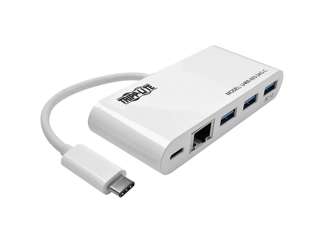 Tripp Lite 3-Port USB-C hub w/ GbE, USB-C Charging USB Type C USB 3.1 Hub (U460-003-3AG-C ...