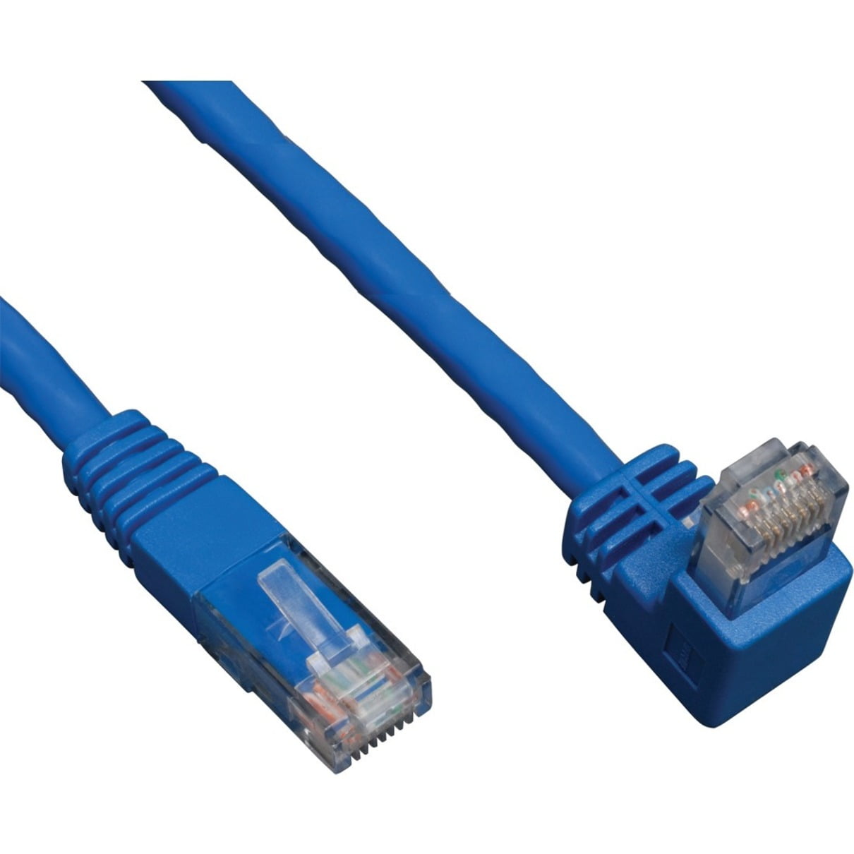 Tripp Lite 5ft Cat6 Gigabit Molded Patch Cable RJ45 Right Angle Down to Straight M/M Blue 5 ...