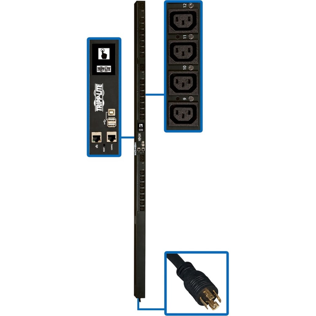 Tripp Lite 3-Phase PDU Switched 6.7kW 208/240V 24 C13 6 C19 L15-20P TAA ...