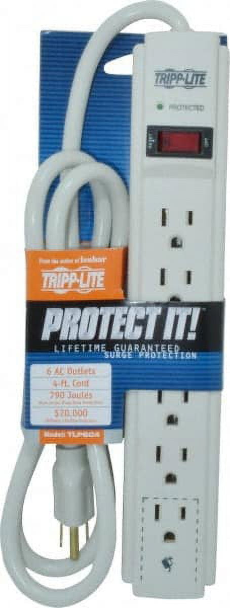 Tripp-Lite 6 Outlets, 120 Volts, 15 Amps, 4' Cord, Power Outlet Strip ...