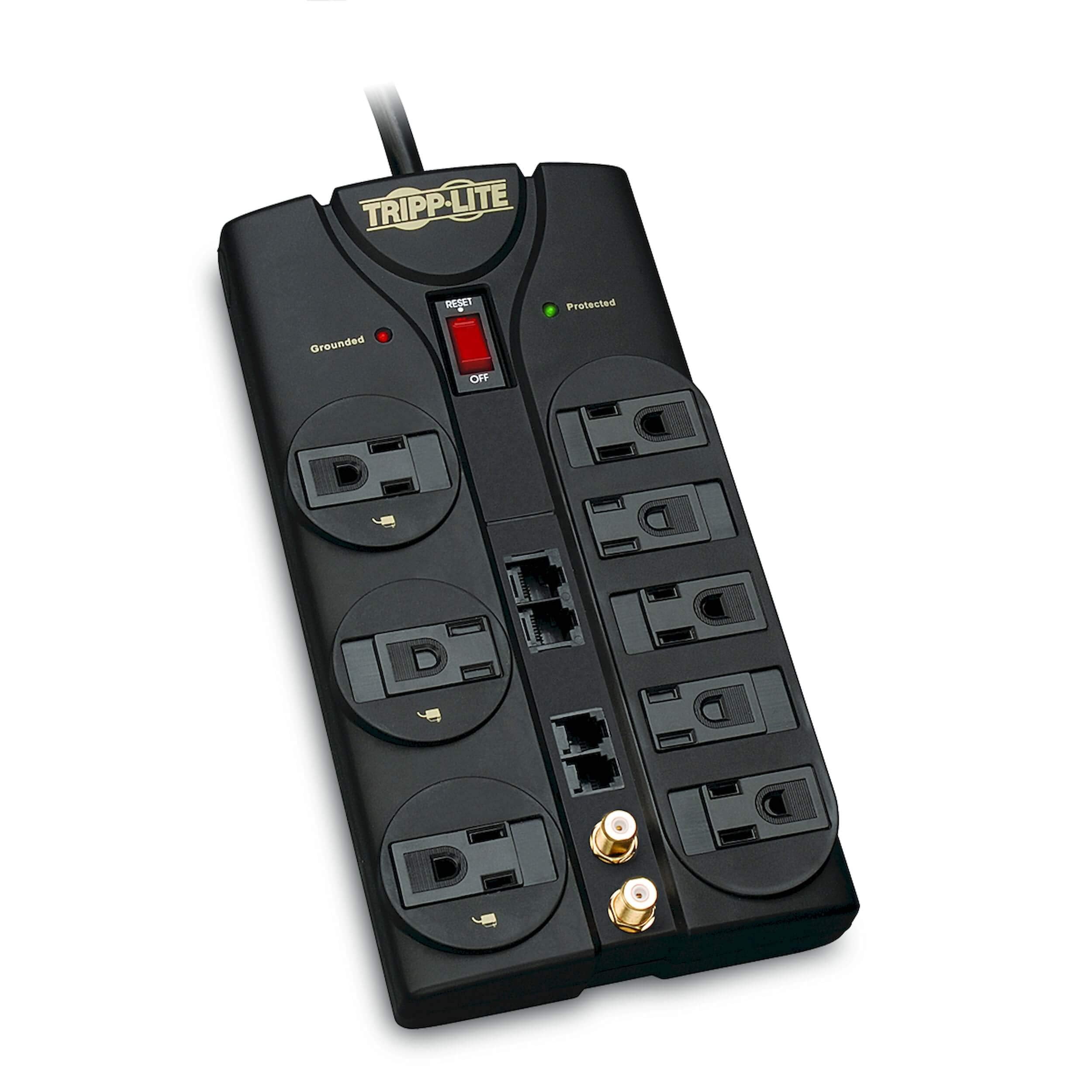 Tripp Lite 8 Outlet Surge Protector Power Strip, 10ft Cord, Right-Angle ...