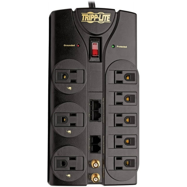 Tripp Lite 8 Outlet Surge Protector Power Strip, 10ft Cord, Right-Angle ...