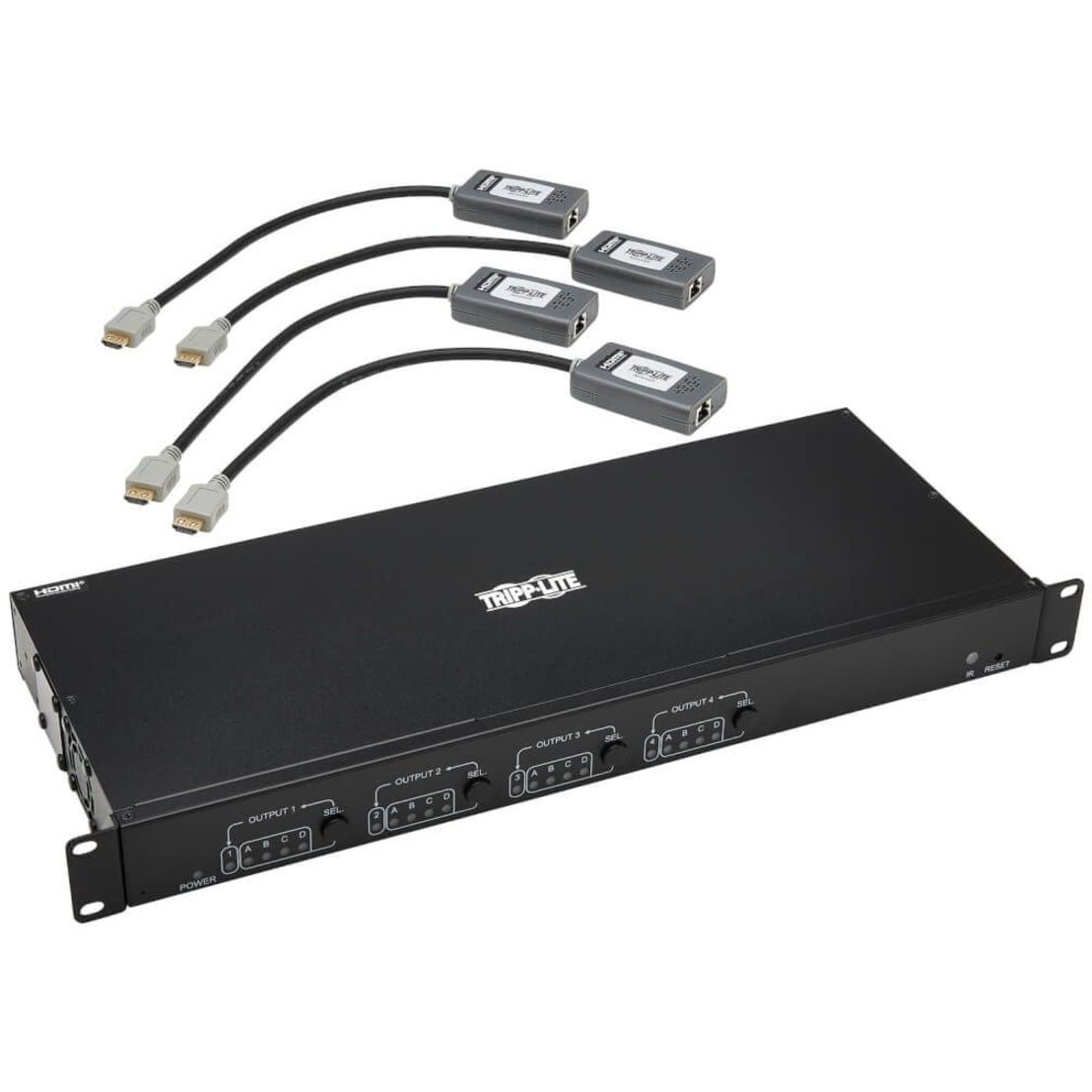 Tripp Lite B127A-4X4-BH4PH 4x4 HDMI over Cat6 Matrix Switch Kit, Switch ...