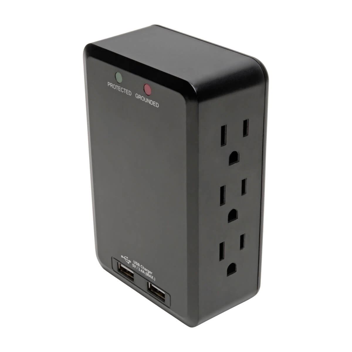 Tripp Lite Direct Plug-In Surge Protector Side Load 6 Outlet & 2 USB ...
