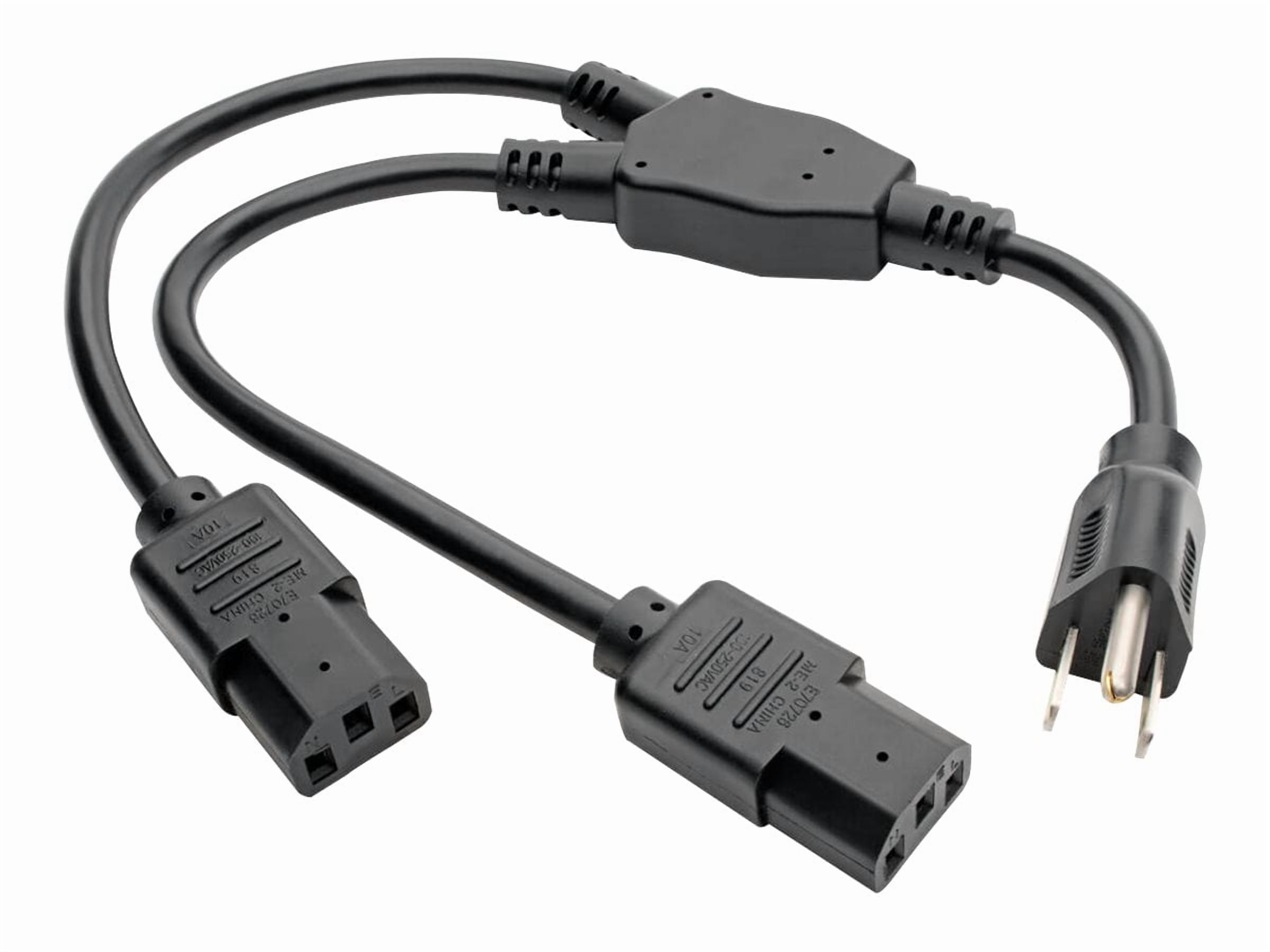 Tripp Lite Dual IEC Power Cord Splitter Cable 5-15P to 2x IEC-320 C13 ...