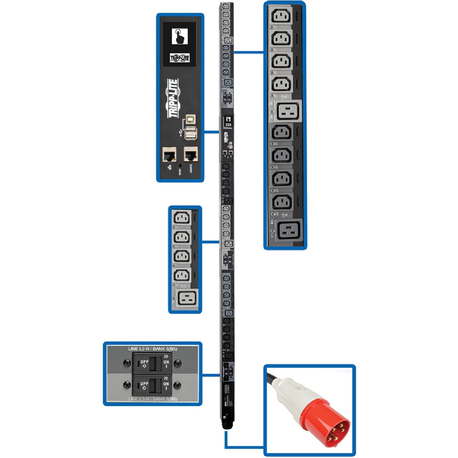 Tripp Lite by Eaton PDU 28.8kW 220-240V 3PH Switched PDU, LX Interface ...