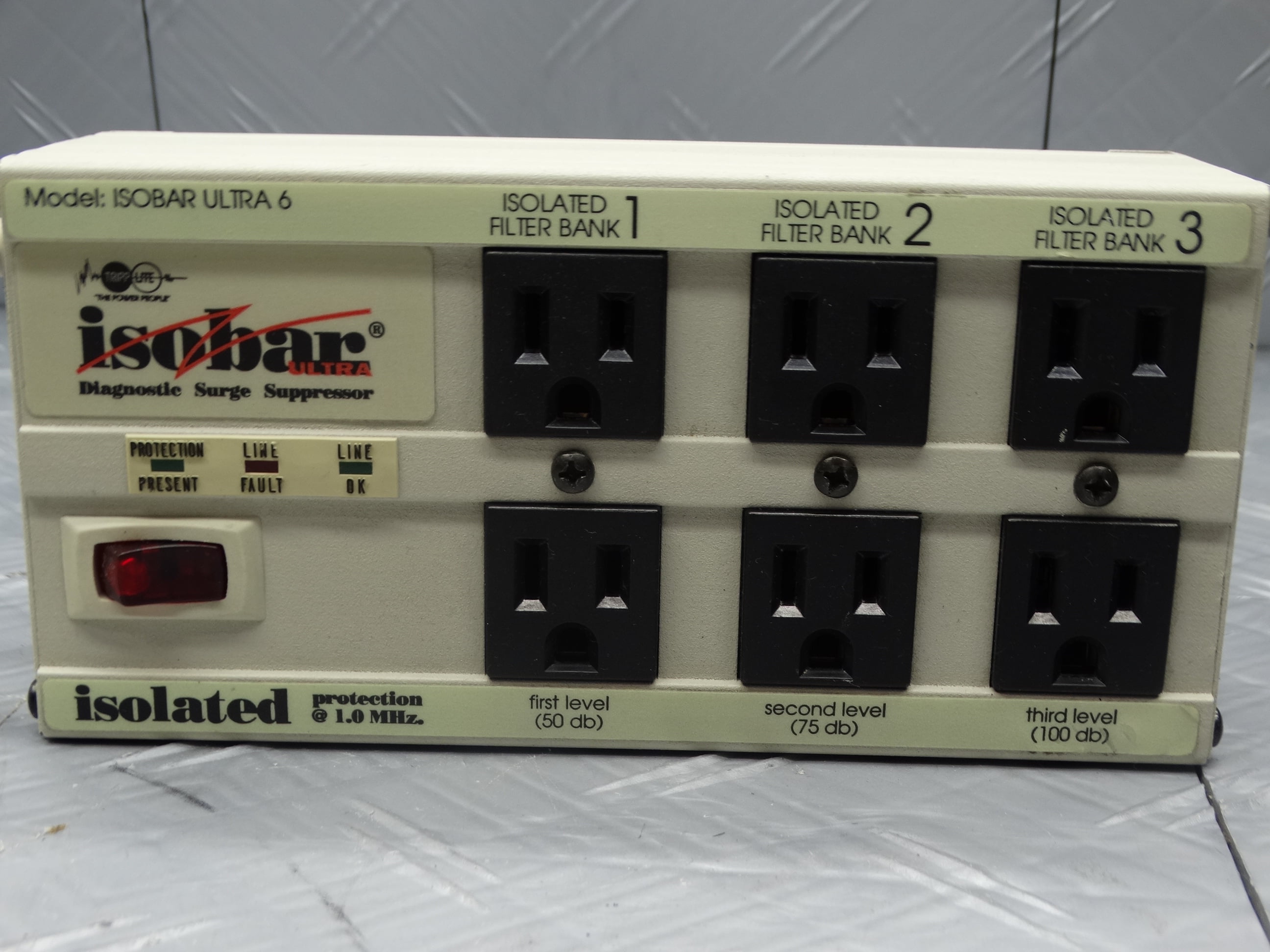 Tripp Lite Isobar Surge Protector, 6 AC Outlets, 6 ft Cord, 3,330 J, Light Gray (ISOBAR6ULTRA ...