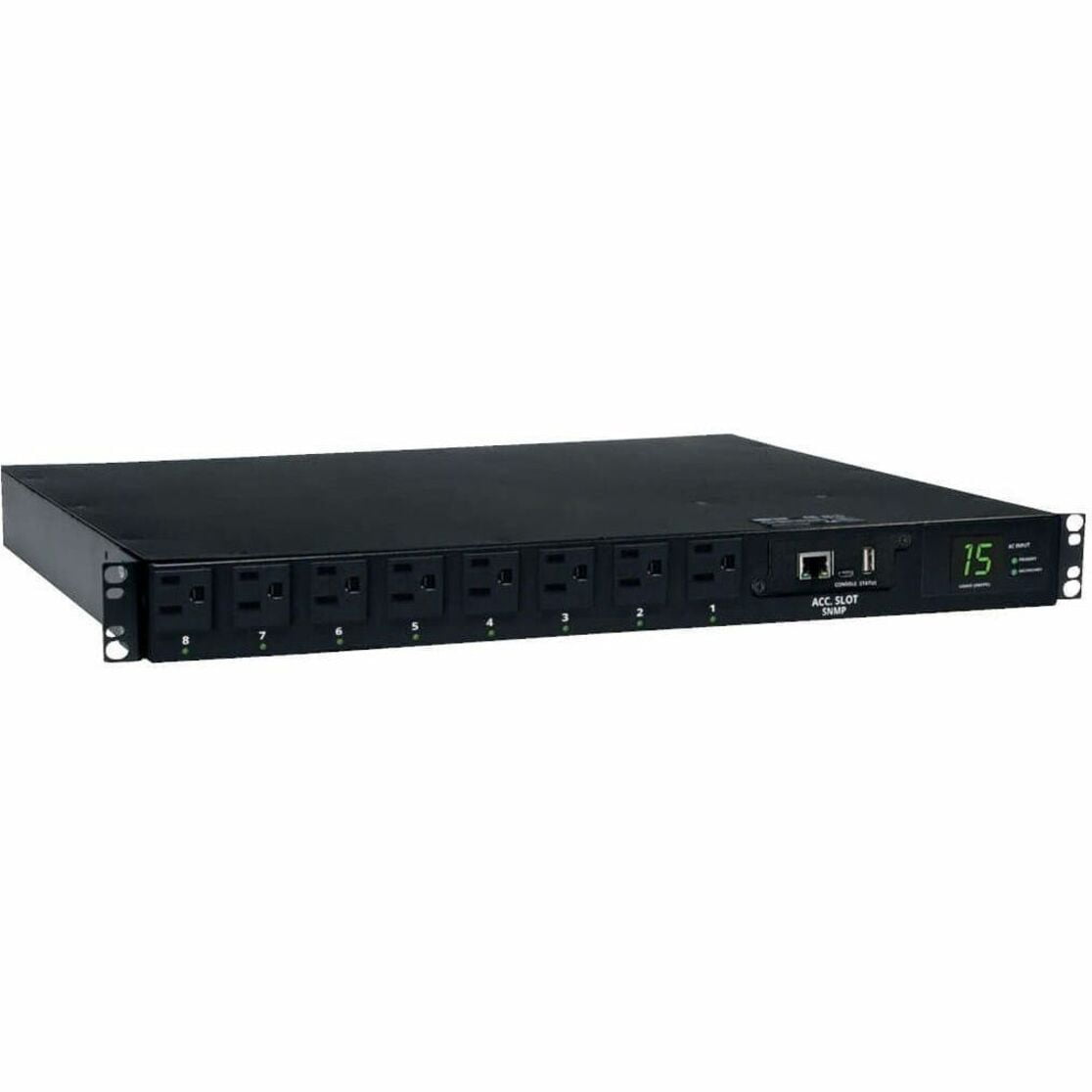 Tripp Lite PDU Switched ATS 120V 15A 5-15R 8 Outlet 2 5-15P Horizontal ...