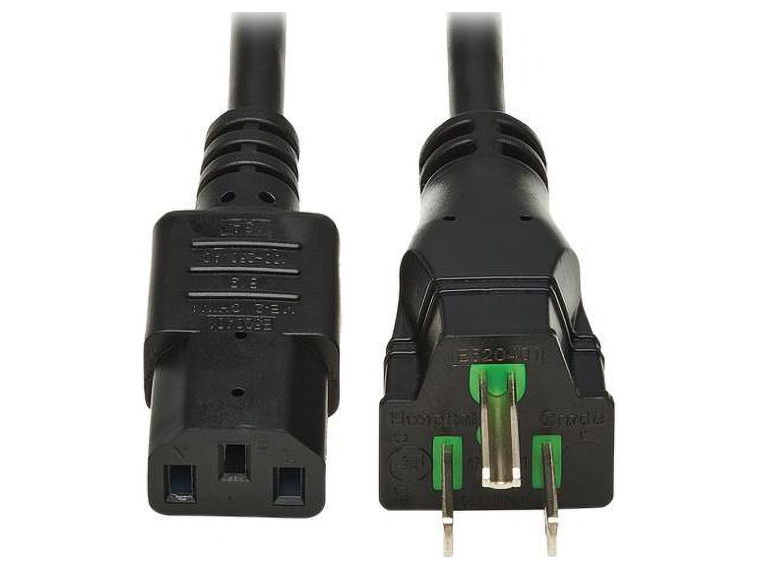 Tripp Lite Safe-IT Antibacterial Hospital-Grade Power Cord Medical, 5-15P to C13, Green Dot, 13A ...