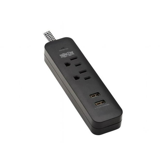 Tripp Lite Surge Protector Power Strip 2-Outlet 2 USB Ports 2.1A ...