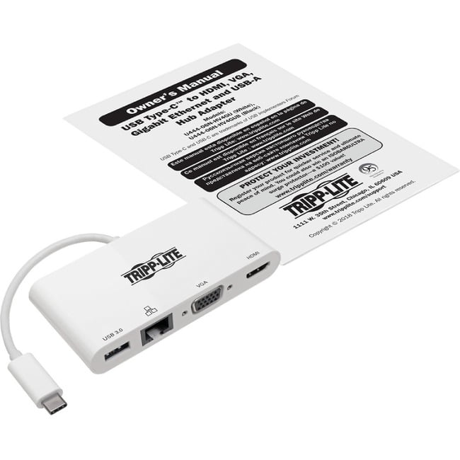 Tripp Lite USB C 4K Docking Station Adapter HDMI VGA Gbe USB-A White ...