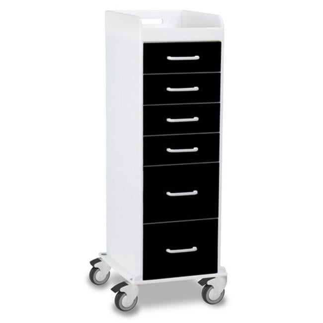 TrippNT Black Polyethylene Tall Locking 6 Drawer Cart 16 x 47 x 19 in ...