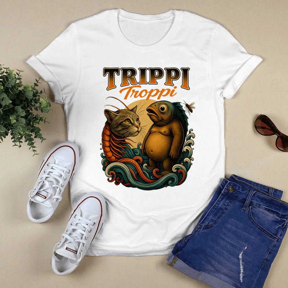 Trippi Troppi Italian Brainrot Meme Cat Retro Classic Tshirt Vintage ...