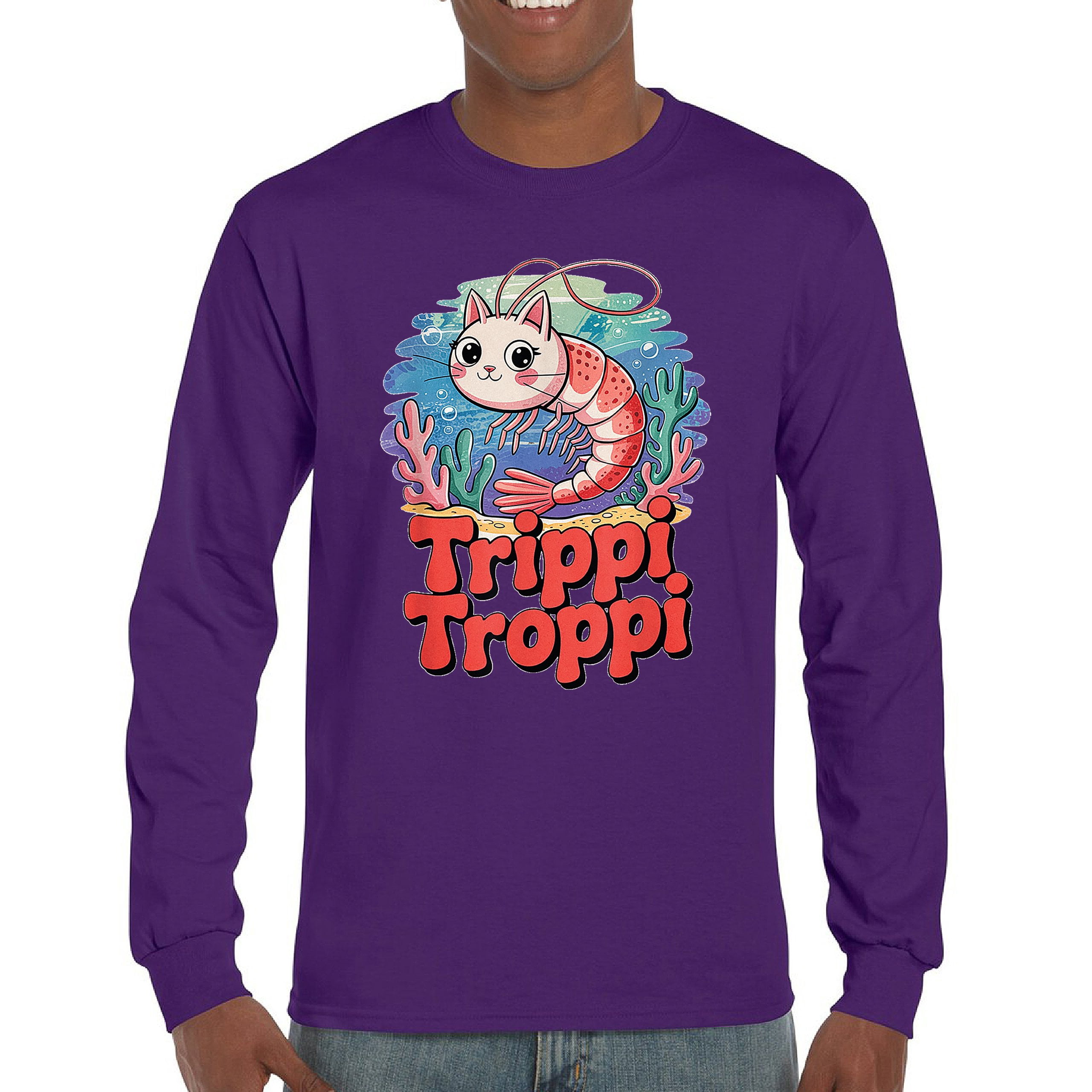 Trippi Troppi Shrim Cat Long Sleeve T-shirt Italian Brainrot Gen Z ...