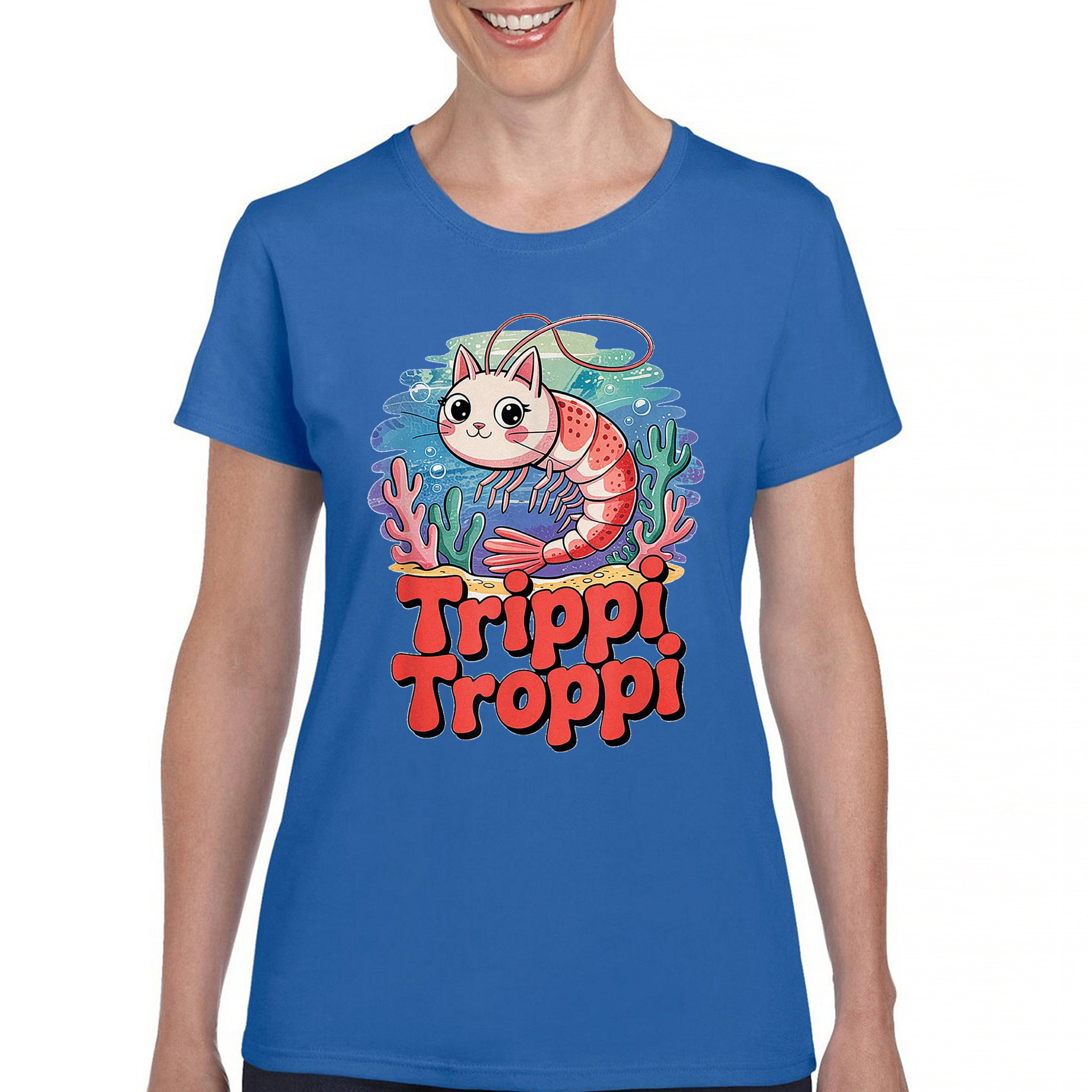 Trippi Troppi Shrim Cat T-Shirt Italian Brainrot Gen Z Alpha Meme Women ...
